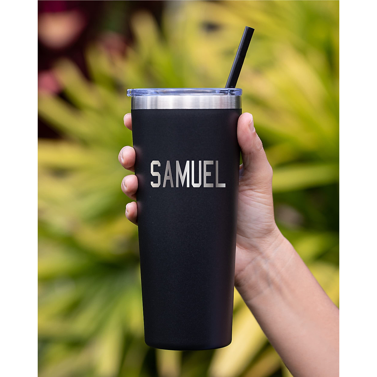 Personalized Add Your Custom Text Tumber - 22 oz Tumbler with Lid and Straw - Stainless Steel -Laser Engraved - Vacuum Insulated - Custom Tumbler -