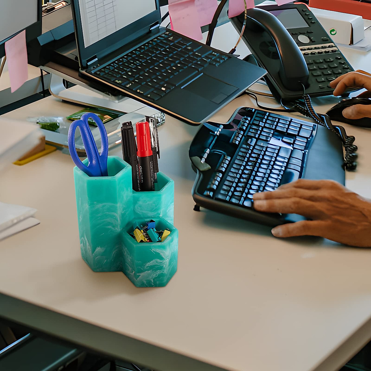 SZYRL Toothbrush Holder for Bathrooms Toothpaste Holders Stand Bathroom Organizer for Toothbrush Makeup Brushes Holder Resin of Marble Pattern