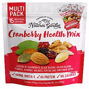 Natures Garden Cranberry Health Mix, Single Serve Bags - 18 Ounce (1.2 Ounce x 15 count)