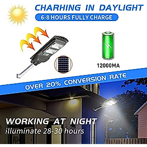 MATEPLUS 200W Solar Street Light 6000 Lumens Outdoor, 96LEDs IP65 Commercial Parking Lot Light with Remote & Motion Sensor for Yard, Basketball Court