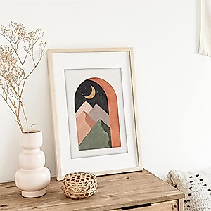 Canssape Boho Wall Art Set of 6 Geometric Abstract Wall Poster for Bedroom Mid Century Modern Wall Art 8"x10"Boho Wall Decor for Room Aesthetic (Unframed)(Green)