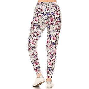 Leggings Depot Women's Relaxed fit Jogger Pants - Track Cuff Sweatpants with Pockets-R662, X-Large, Cherish Rose