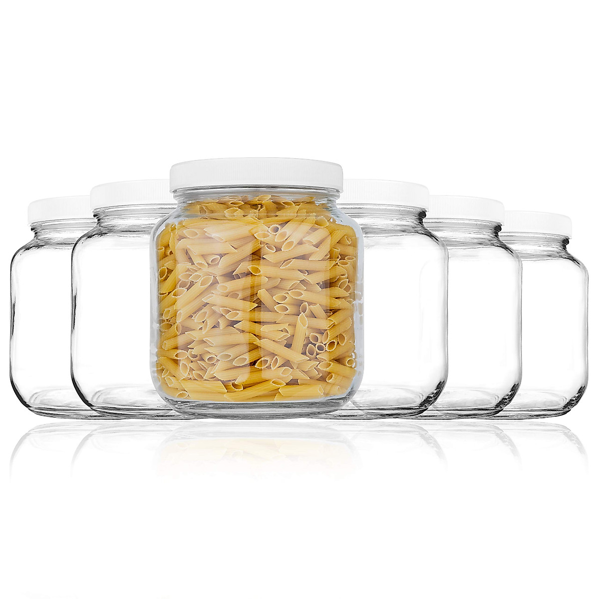 6 Pack of Half Gallon Mason Jars - Wide Mouth with Airtight Lid - Safe Container for Fermenting, Pickling, and Storing - By KitchenToolz