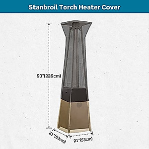 Stanbroil Pyramid Patio Heater Cover, Heavy Duty Waterproof Outdoor Heater Cover with Zipper, 21x21x90 Inch, Black&Camel