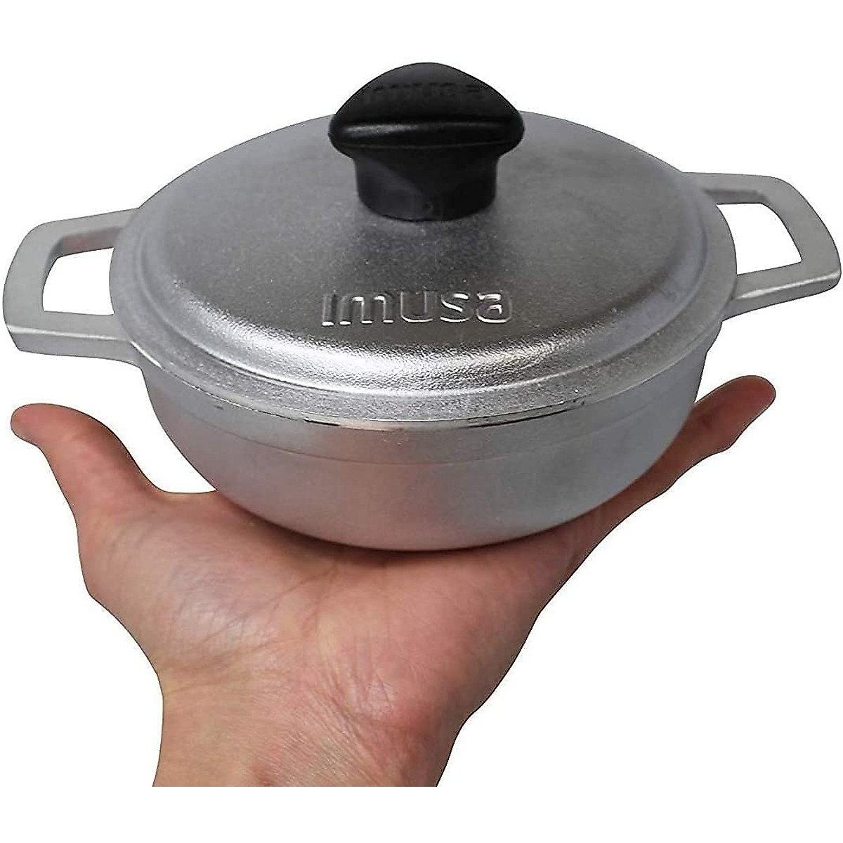 IMUSA USA (12 PACK) 0.7Qt Traditional Colombian Mini Caldero (Dutch Oven) for Cooking and Serving, 0.7 Quart, Silver (GAU-80560KIT)