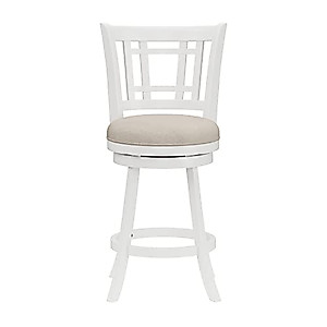 Hillsdale Fairfox Swivel Rectangular Lattice Back, Counter Stool, White