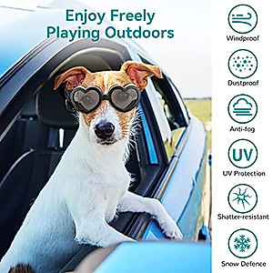 Cobee Puppy Sunglasses, Cute Dog Goggles Adjustable Strap Pet Glasses Small Dog Sunglasses Pet Dog Heart Shaped Anti-Fog Sunglasses Waterproof Windproof UV Protective Glasses for Dogs and Cats