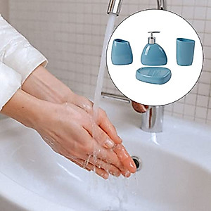 4pcs Farmhouse Decor Toothpaste Home Suit Acrylic Dispenser, Holder, Restaurant, Accessory Bathroom and Vanity Toothbrush Soap Accessories, Hotle Tumbler Bottle Dish Dispenser