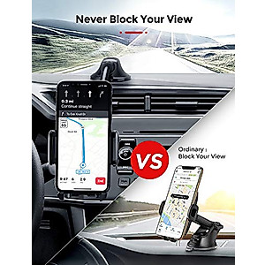 Car Cell Phone Holder Mount - Strong Suction Cup Windshield Dashboard Phone Holder, Long Arm Car Cell Phone Holder Compatible with iPhone 14 13 12 11 X 8 7 6 Series and Other Phones Under 6.9 inches