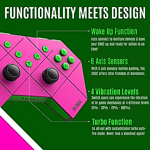 PB Tails CHOC Pink Switch Controller | Bluetooth Wireless Game Controller for Android, PC, STEAM, Raspberry Pi, Windows | Cute Switch Controller | Ideal Gaming Collectibles & Gaming Gift | Neon Pink