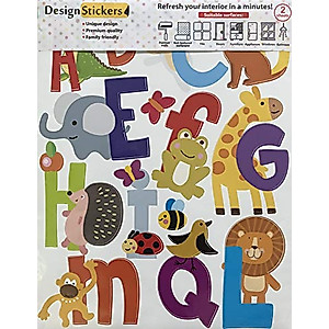 ABC Stickers Alphabet Decals - Animal Alphabet Wall Decals - Classroom Wall Decals - ABC Wall Decals - Wall Letters Stickers - Wall Stickers for Kids ABC Letters - [Gift Included]!