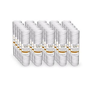 (25 Pack) Standard 10"x2.5" String Wound Sediment Water Filter (5 Micron), Hard Well, Whole House, WVO Biodiesel, compatible with Standard RO Reverse Osmosis Systems, WH Systems