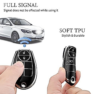 OFFCURVE for Dodge Key Fob Cover, Car Cover Case Chrysler 300 Durango Challenger Grand Caravan Journey Charger Smart Keyless Control Holder Protector Accessories, Silver Black