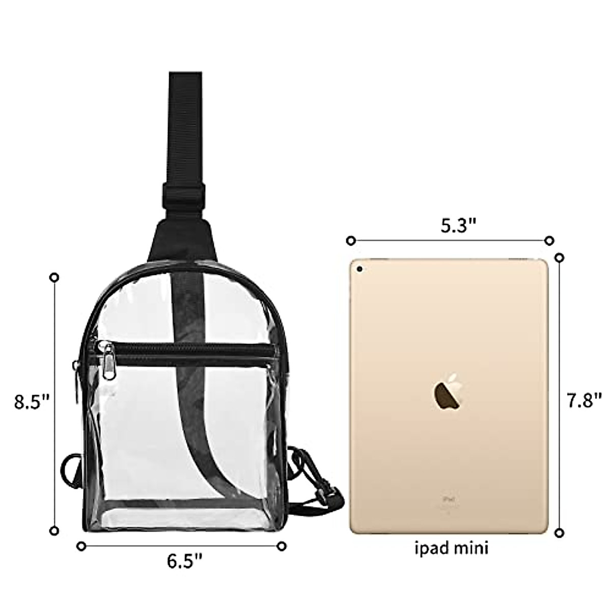 UEASE Small Clear Sling Bag for Men Women/Stadium Approved Mini Sling Backpack/Transparent Casual Chest Daypack for Concert Festival Hiking Walking Biking Travel Cycling