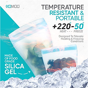 Reusable food container silicone bag, Upgrade second generation 6 Pcs Containers Storage, 100% Silicone Reusable Food Bag, Stand Up Preservation Bag, Rounded interior for easy cleaning.