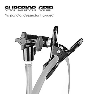 EMART Photography Reflector Holder for Light Stand, Photo Video Studio Heavy Duty Metal Clamp Holder, Light Stand Clip Mount with Umbrella Hole for Lighting Reflector Diffuser - 2 Pack