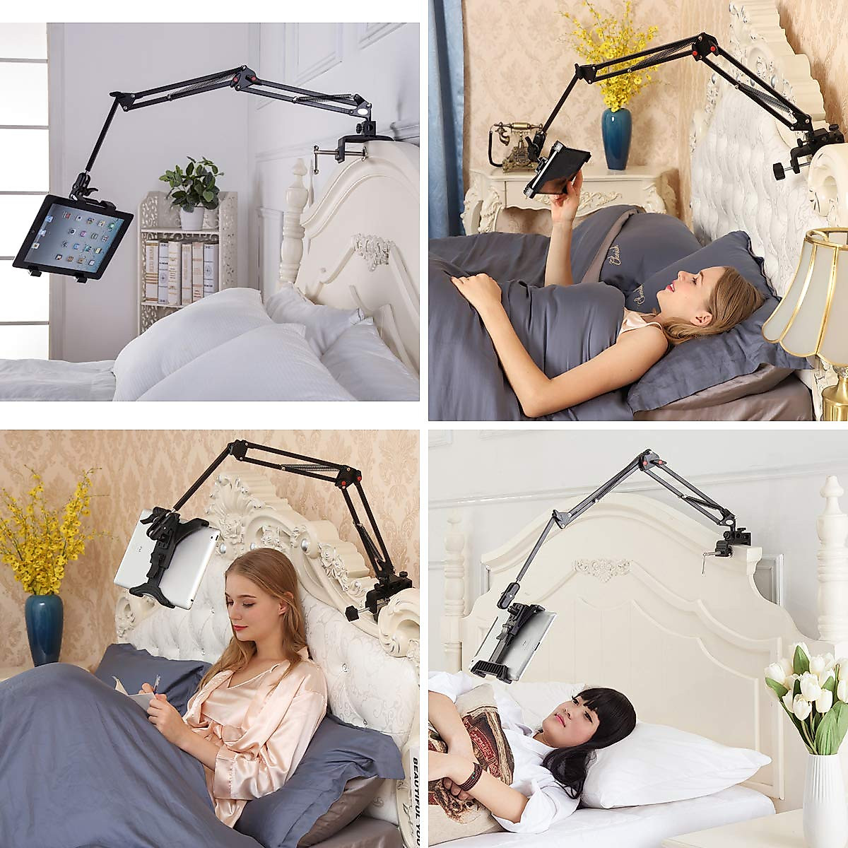 Foldable Phone Tablet Mount Holder – Aluminum Universal Flexible Tablet Bracket Mount Holder Adjustable and Compatible with 4-13 Inches Smartphones Tablets iPad/iPad Air/iPad Pro/Nintendo Switch