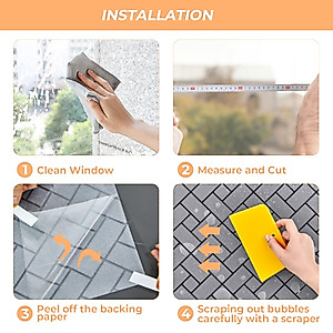 Coavas Window Privacy Film Non-Adhesive Privacy Window Film Frosted Glass Window Film Sun Blocking Window Film Heat Control UV Blocking for Home Office, 17.5 x 78.7 inches