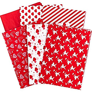 Whaline Valentine's Day Tissue Paper 90 Sheet Assorted Love Heart Pattern Gift Wrapping Paper 6 Design Red Decorative Art Paper for DIY Crafts Birthday Wedding Baby Shower Gifts Packing Decoration
