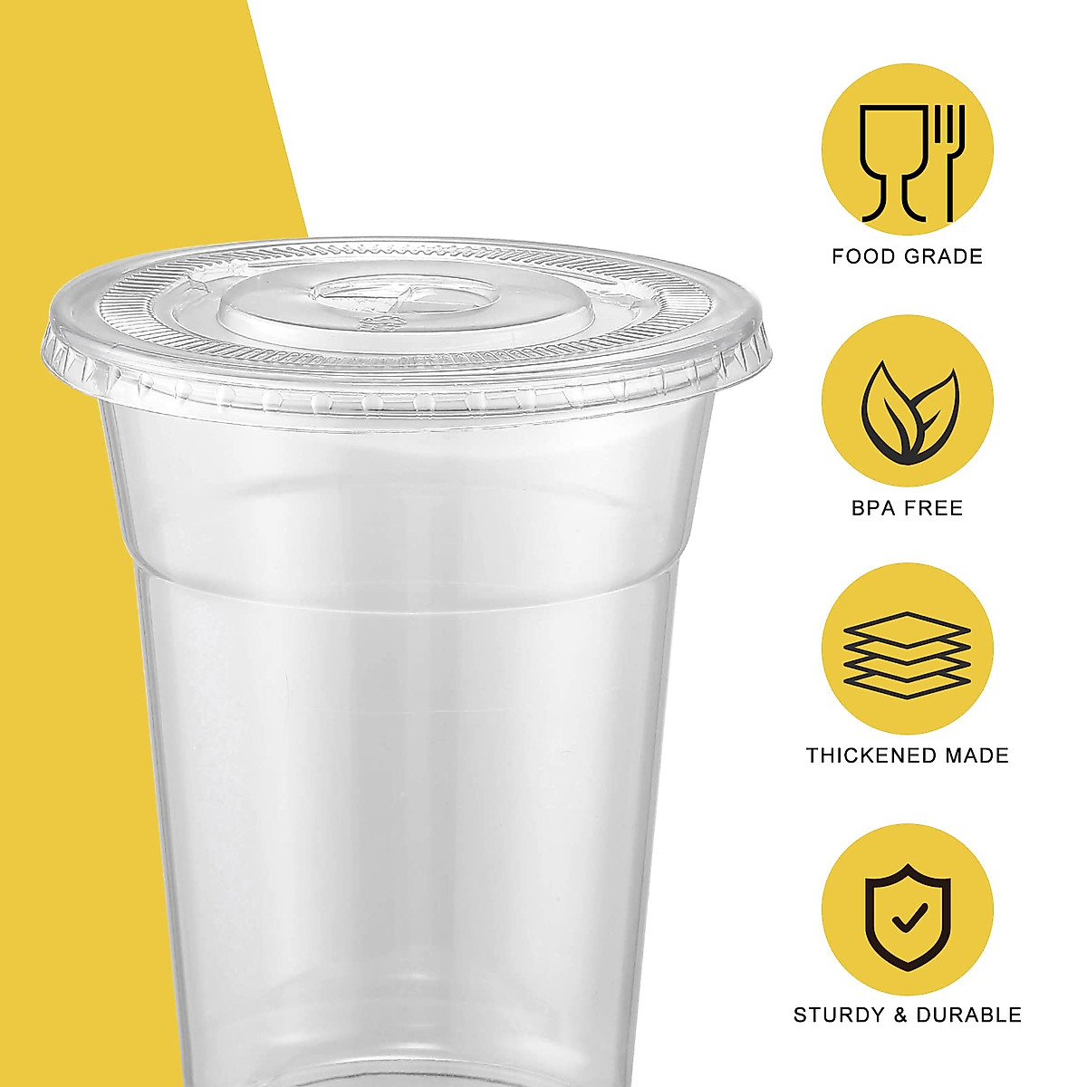 VITEVER [100 Sets - 16oz] Plastic Cups with Lids and Straws, Disposable Cups for Iced Coffee, Smoothie, Milkshake, Cold Drinks - Clear