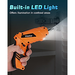 Vastar Cordless Electric Screwdriver Set, 48Pcs 3.7V Rechargeable Screwdriver Kit, Dual Position Handle, Battery Indicator, Flexible Shaft, LED Light