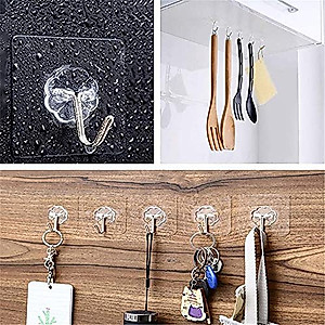 12Pcs/Set Transparent Seamless Self Adhesive Hook Load Bearing 13.2lb/6kg(Max) Waterproof and OilproofStrong Stick Hook Bathroom Kitchen Wall Hanger