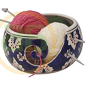 7-Inch Ceramic Yarn Bowl for Knitting and Crocheting with Smooth Spiral Outlet – Tangle-Free Yarn Organizer by ABHANDICRAFTS (AB-BOWL-022)