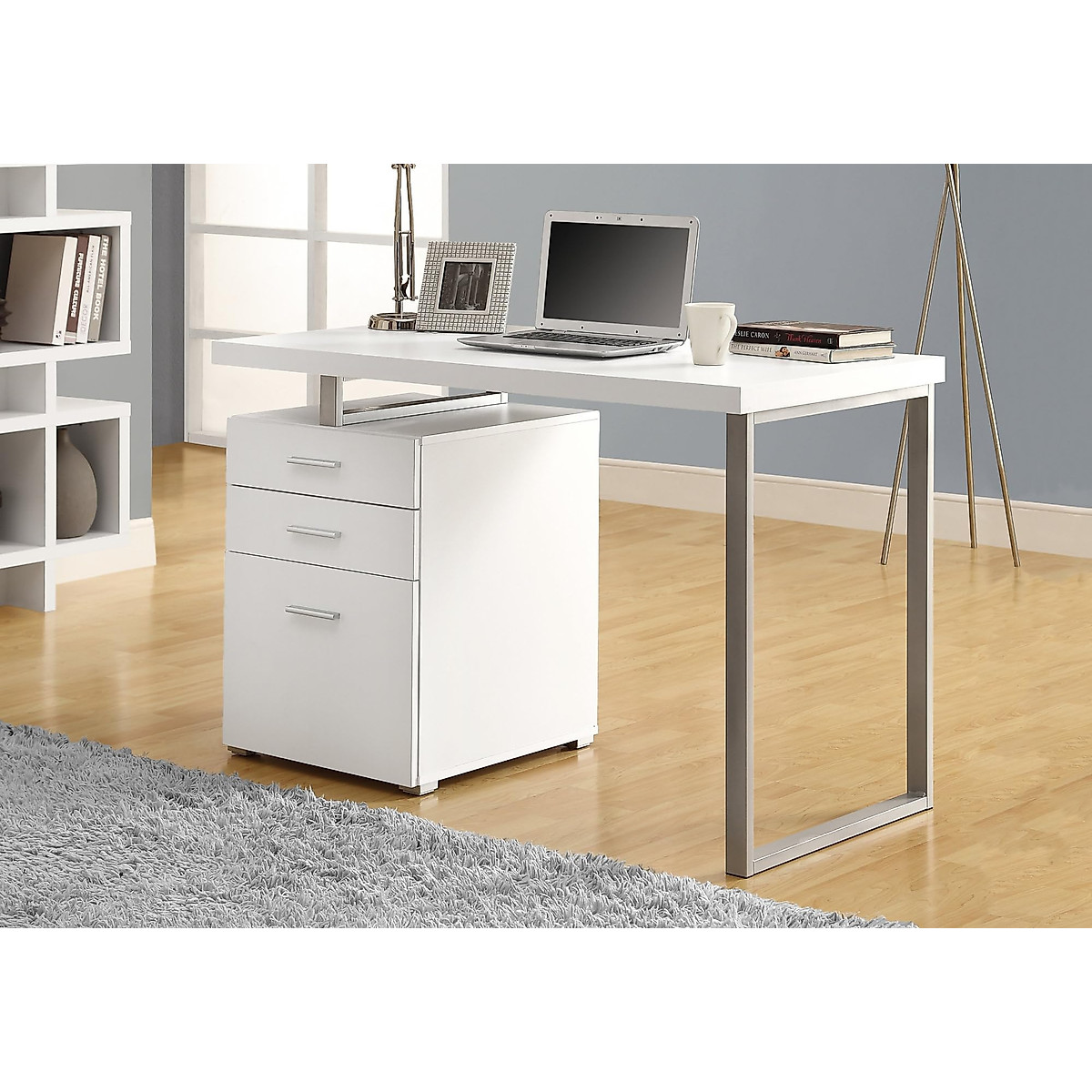 Monarch Specialties Hollow-Core Left or Right Facing Desk, 48-Inch Length, White
