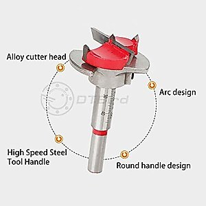 BE-TOOL Hinge Boring Drill Bits, Forstner Drill Bit Alloy,Sharp Woodworking Hinge Hole Cutter With Depth Stop For Woodwork Perforated（∅20mm）