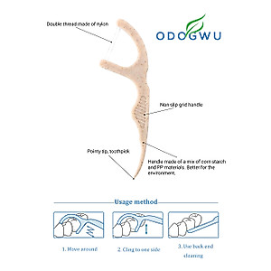 Odogwu Corn Starch Dental Floss Picks (200 Count),Eco Friendly,Sustainable,Zero Waste