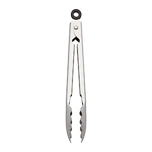 KitchenAid Gourmet Stainless Steel Serving Tongs with Hang Hook and Secure Closing Lock, 9 Inch, Stainless Steel