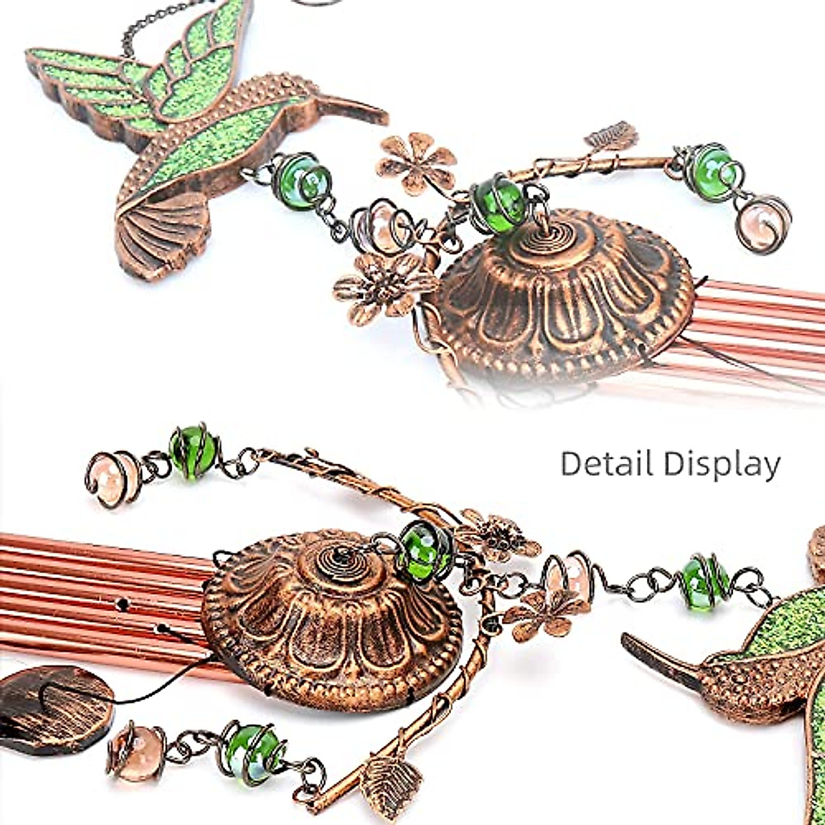 Wind Chimes - Hummingbird Wind Chimes for Outside Deep Tone 34 inches 5 Aluminum Tubes, Birthday Anniversary Hummingbird Gifts for Mom, Grandma, Daughter, Decoration for Home, Garden, Patio, Backyard