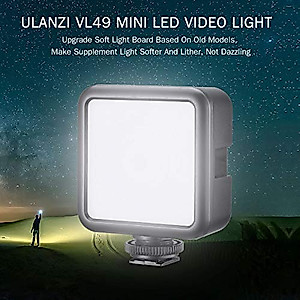 ULANZI VL49 2000mAh LED Video Light w 3 Cold Shoe, Rechargeable Soft Light Panel, Portable Photography Lighting for DJI OSMO Sony DSLR Canon Camera GoPro Vlogging