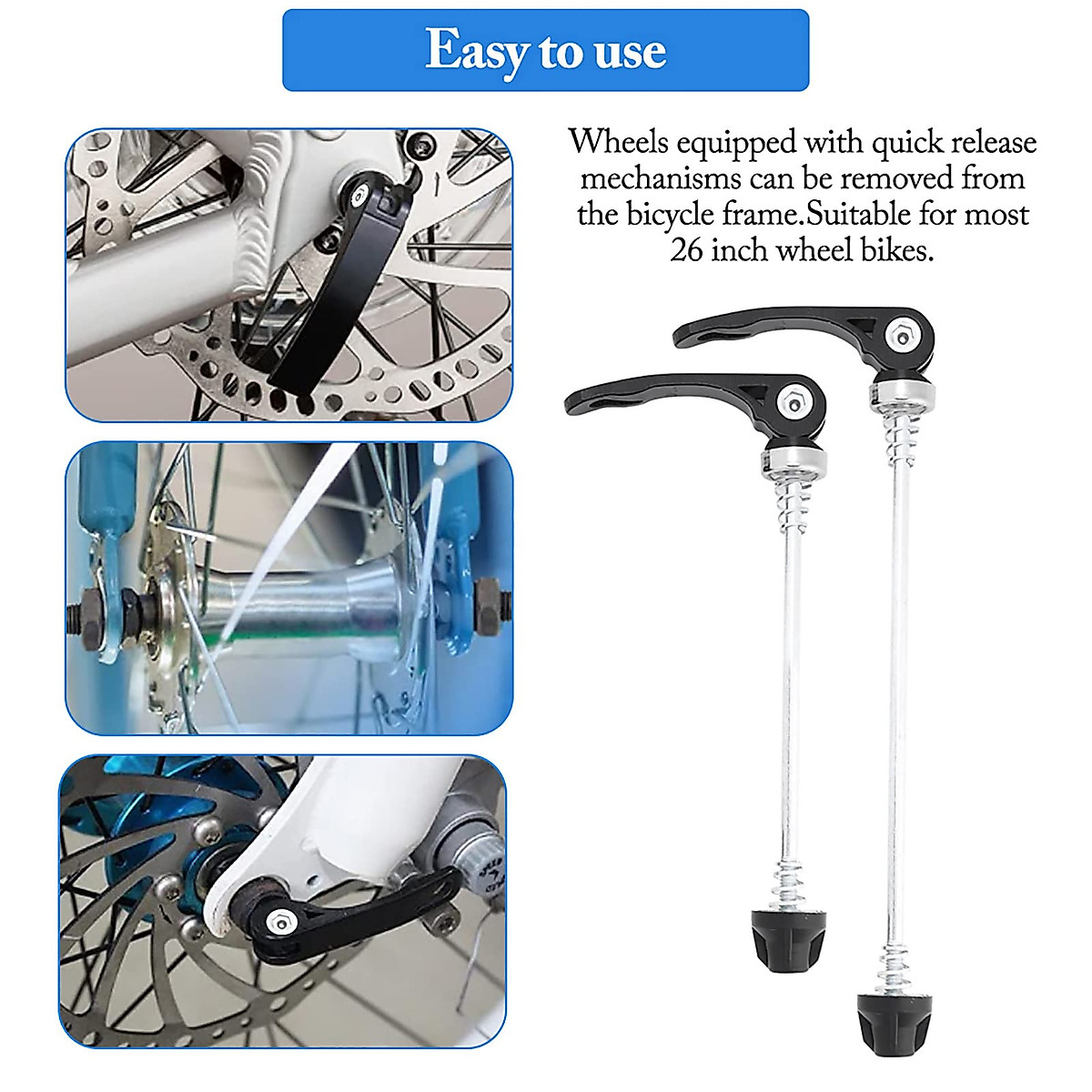 Alomejor Bike Skewer Quick Release Skewers Front & Rear Hub Skewers for Mountain Bike Road