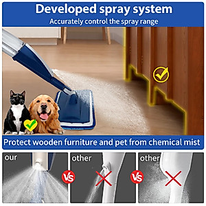 Mops for Floor Cleaning Wet Spray Mop with 14 oz Refillable Bottle and 3 Washable Microfiber Pads Home or Commercial Use Dry Wet Flat Mop for Hardwood Laminate Wood Ceramic