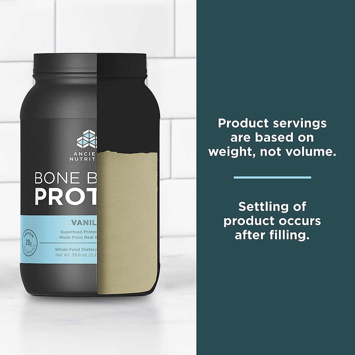 Ancient Nutrition Protein Powder Made from Real Bone Broth, Vanilla, 20g Protein Per Serving, 40 Serving Tub, Gluten Free Hydrolyzed Collagen Peptides Supplement, Great in Protein Shakes