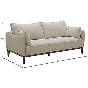 Amazon Brand – Stone & Beam Hillman Mid-Century Sofa Couch with Wood Base and Legs, 78"W, Ivory