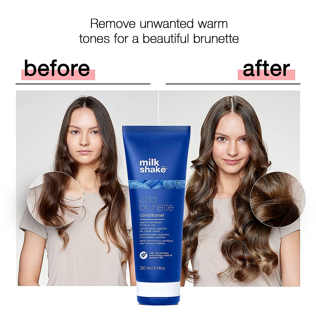 milk_shake Cold Brunette Blue Conditioner for Brunettes with Special Blue Pigments for Light Brown or Dark Blonde Hair - 8.4 Fl Oz (250 ml)