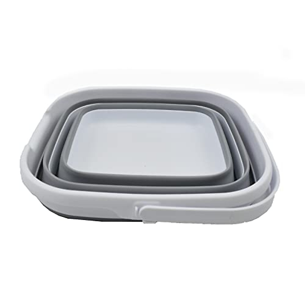 SAMMART 10L (2.6 Gallon) Collapsible Rectangular Handy Basket / Bucket (White/Grey, 1)