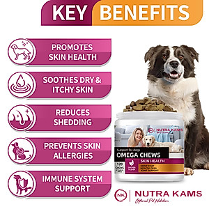 Nutra Kams Skin and Coat with Joint Support for Dogs, Chicken Flavor, 120 Chews, 10.58 oz,
