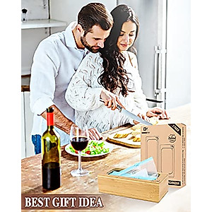 Set of 2 Ziplock Bag Storage Organizer, Bamboo Kitchen Food Bags Holder,Counter Drawer Dispenser for Gallon, Quart, Sandwich & Snack Variety Size Bag