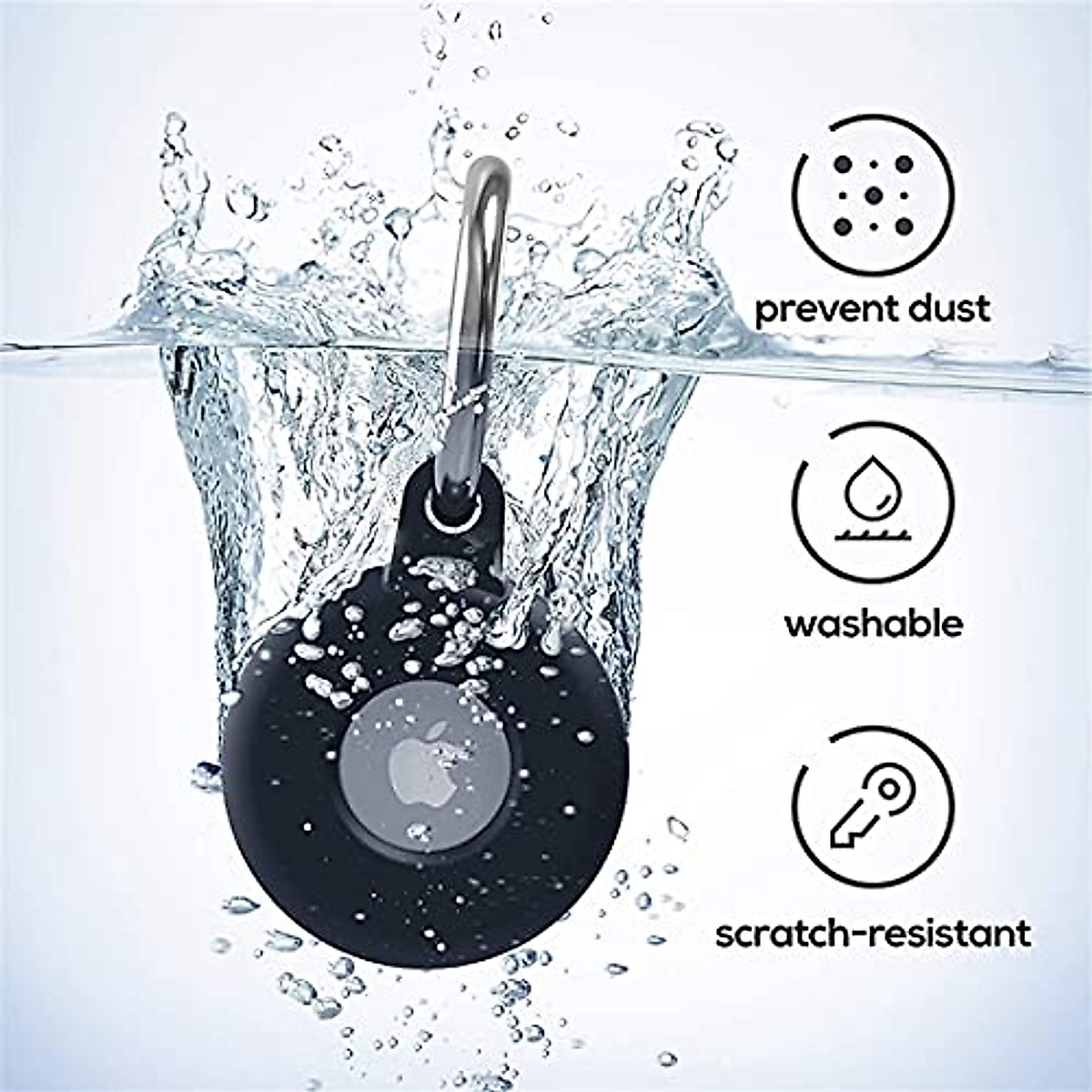 Zcooooool 2pcs Thickened Airtag Case Silicone Protector Cover Skin for Apple Airtags Washable Airtag Holder , Airtag Keychain , Airtag Keyring