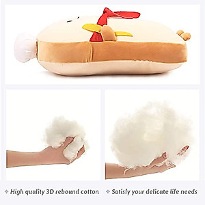 ARELUX Funny Toast Sliced Bread Pillow,Bread Shape Plush Hugging Pillow with Red Scarf,Soft Toast Food Sofa Cushion for Home Decor,Plush Toy Gifts for Kids Birthday(17.7'')