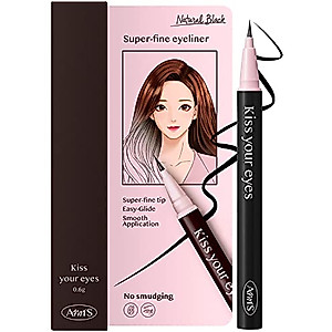 AMTS x True Beauty Edition Waterproof Liquid Natural Black Eyeliner | Kiss Your Eyes K-Beauty | Micro Thin Tip, All-Day Wear, Sweat-proof, Easy Glide, Fast Drying, Long Lasting