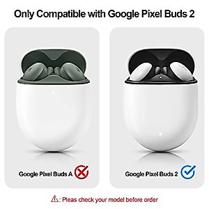 JAKPAK Compatible with Google Pixel Buds 2 Case Cover [Front LED Visible] Shockproof Protective Case with Keychain Secure Lock Design Hard PC Case Cover for Pixel Buds 2 2020 Black