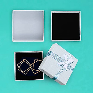 PRALB 18 Pack White Square Cardboard Earring Ring Boxes Necklace Boxes Jewelry Gift Boxes Cotton Filled Cardboard Paper Jewelry Case,2.75x2.75x1.3 inches