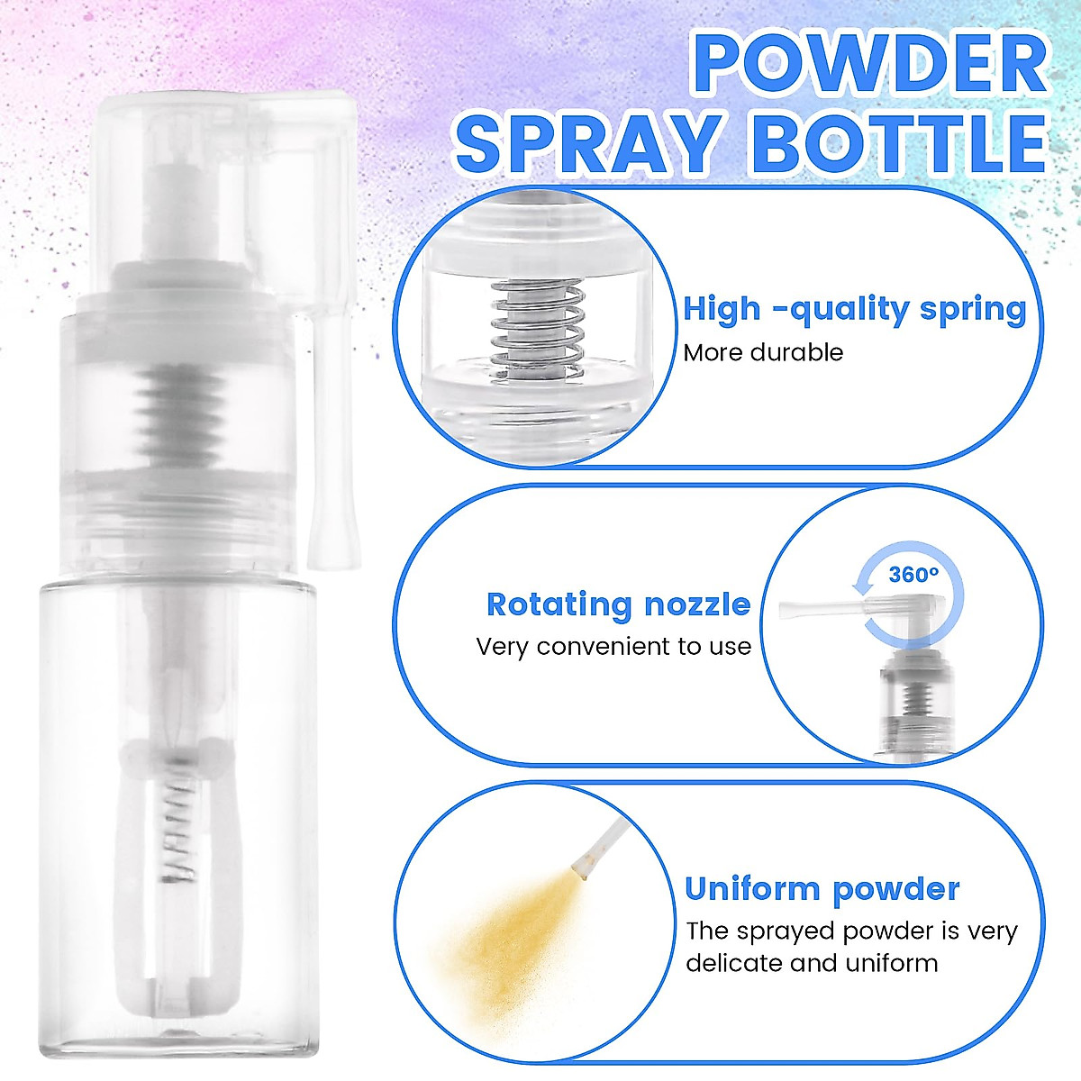 Foyods 2 PCS Glitter Duster Sprayer, 35ML Powder Spray Bottle, Glitter Spray Pump for Craft,Cakes,Cloth, Dry Powder Spray Bottle Empty