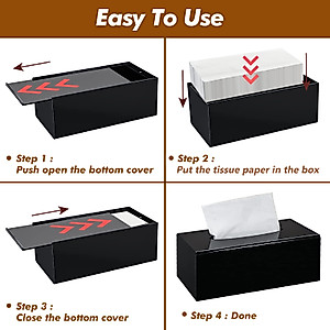 Kamehame Tissue Box Cover Rectangle Acrylic Tissue Holder 10.2x5.5x3.9 Inch Black Dryer Sheet Holder Container Tissue Dispenser for Home Bathroom Kitchen and Office