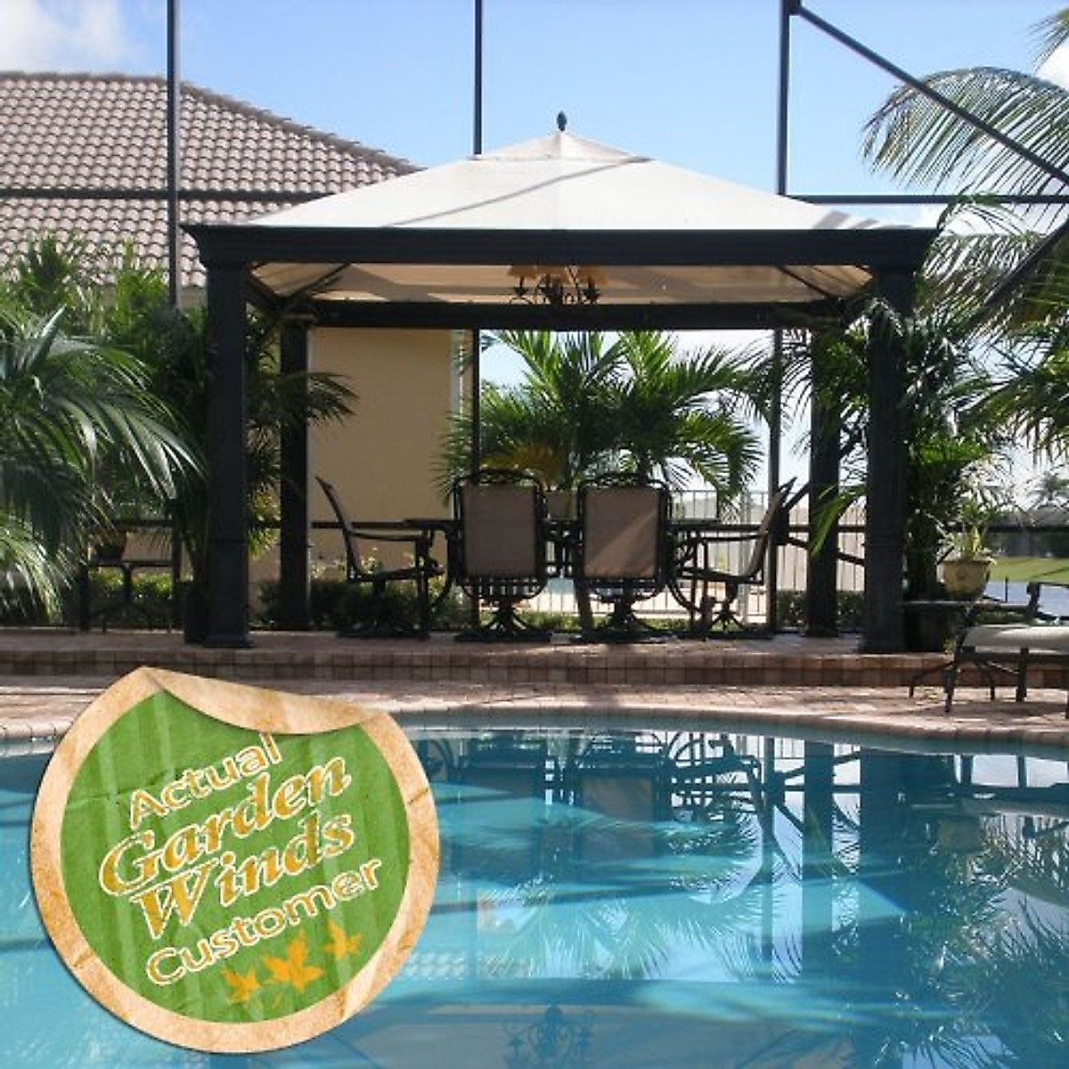 Garden Winds Replacement Canopy Top Cover for Tiverton Series 3 Gazebo - Riplock 350 - Cinnabar