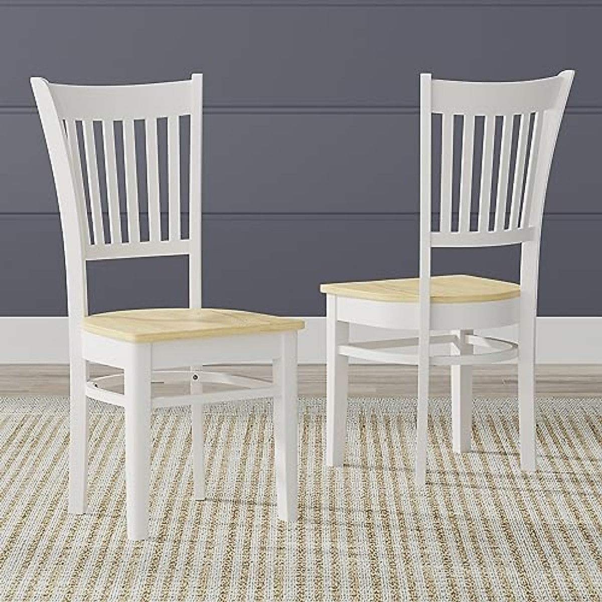 Glenwillow Home 7-PC - Oval Butterfly Leaf Dining Table + Spindle Back Dining Chairs Dining Set in White/Natural